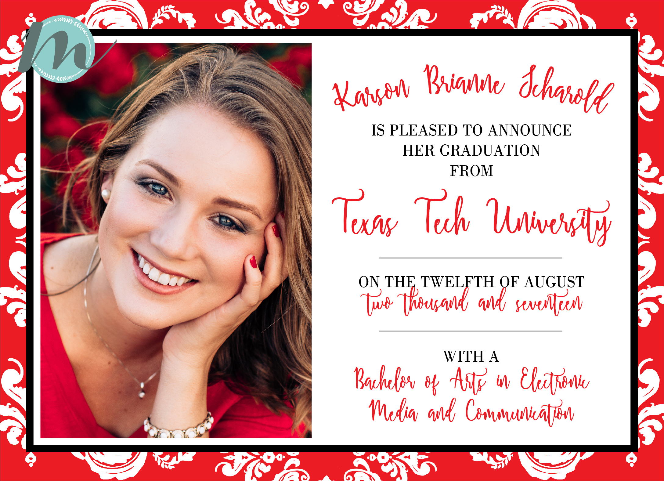 Texas Tech Graduation Announcement – Merely Madison Designs